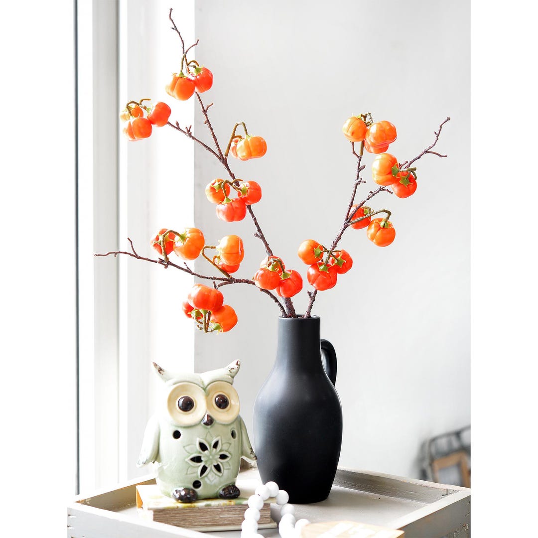 Faux Scarlet Pumpkin Stems: Fall Wreath & Bouquet Decor 3 Stems - Etsy