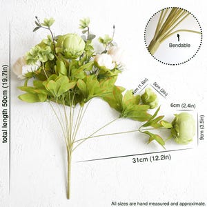 Vintage Peonies in Cream, Beige, and Moss Green – Silk Artificial ...