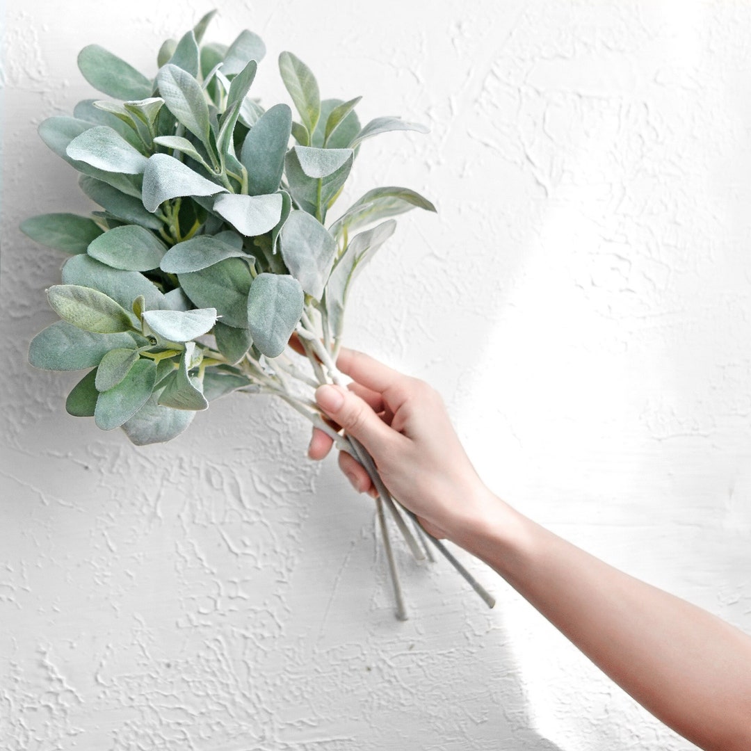 Sage Green Lamb's Ear Artificial Greenery Bush Plants 6 Stems - Etsy