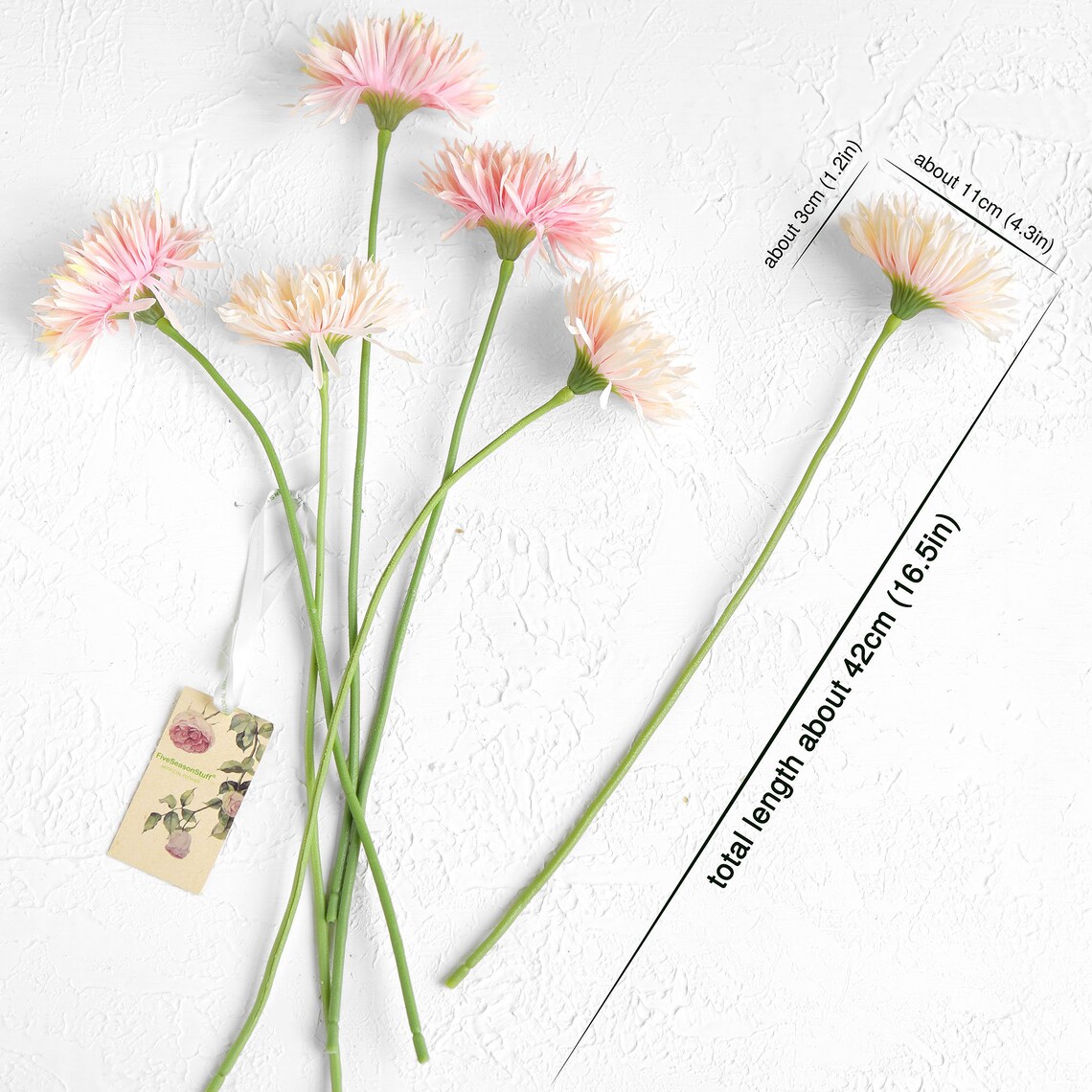 Pink Spider Gerbera Daisies, Realistic Silk Flowers, Home Decor (6 ...