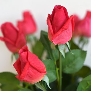 Persian Red Long Stem 21 Inch Roses Real Touch Silk Artificial Flowers ...