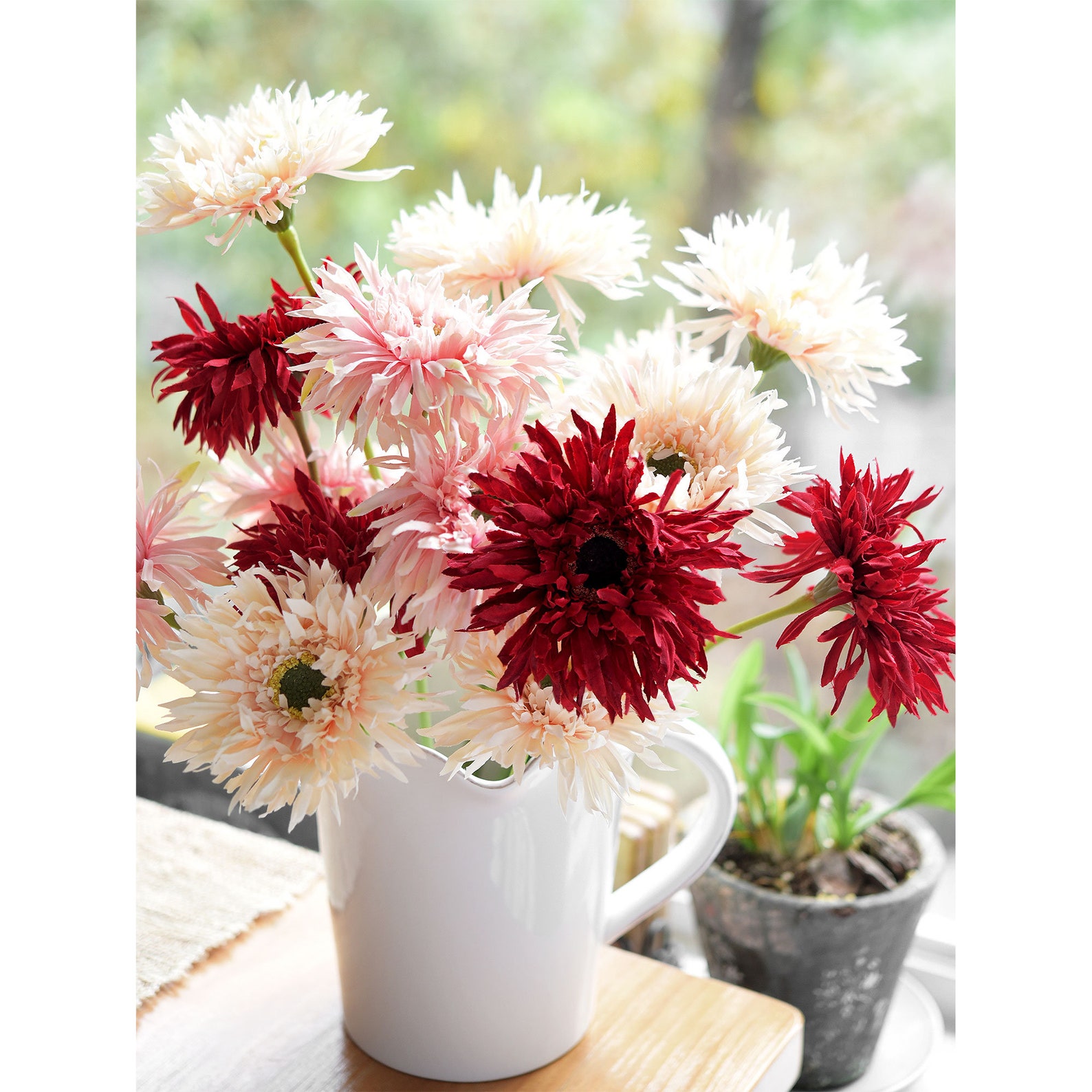 Faded Red Mix Spider Gerbera Daisies Silk Flowers Real Looking ...