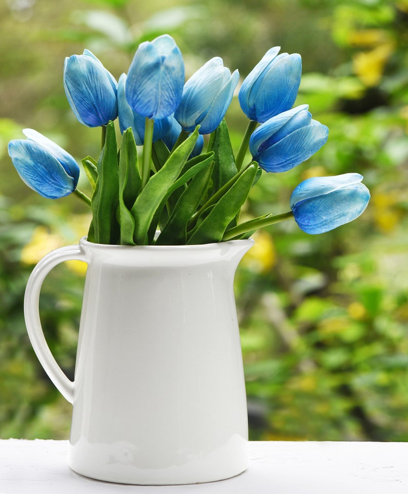 Fiveseasonstuff 10 Stems of blue Real Touch Tulip Artificial | Etsy