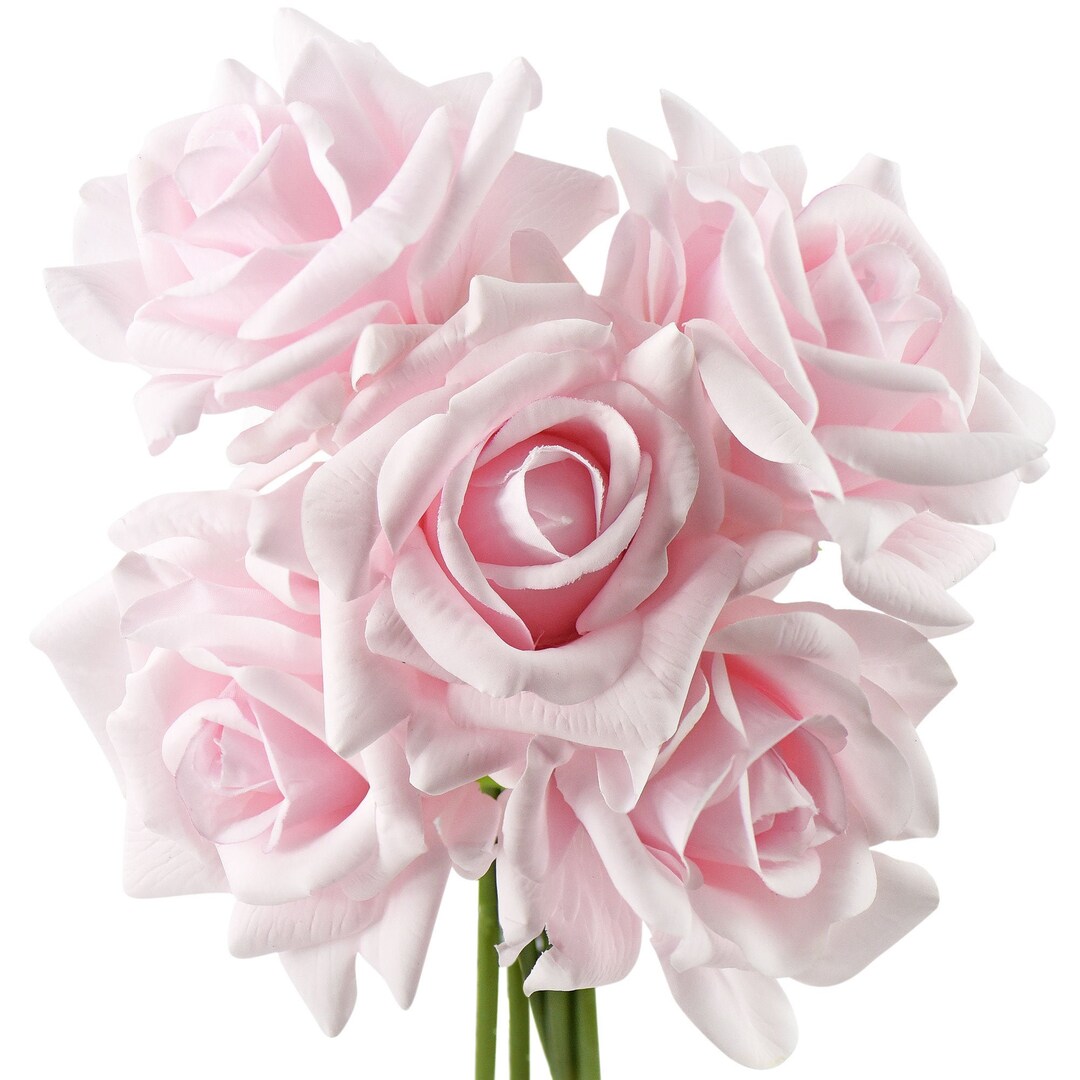 Fiveseasonstuff Light Pink Real Touch Garden Rose Artificial Flowers ...