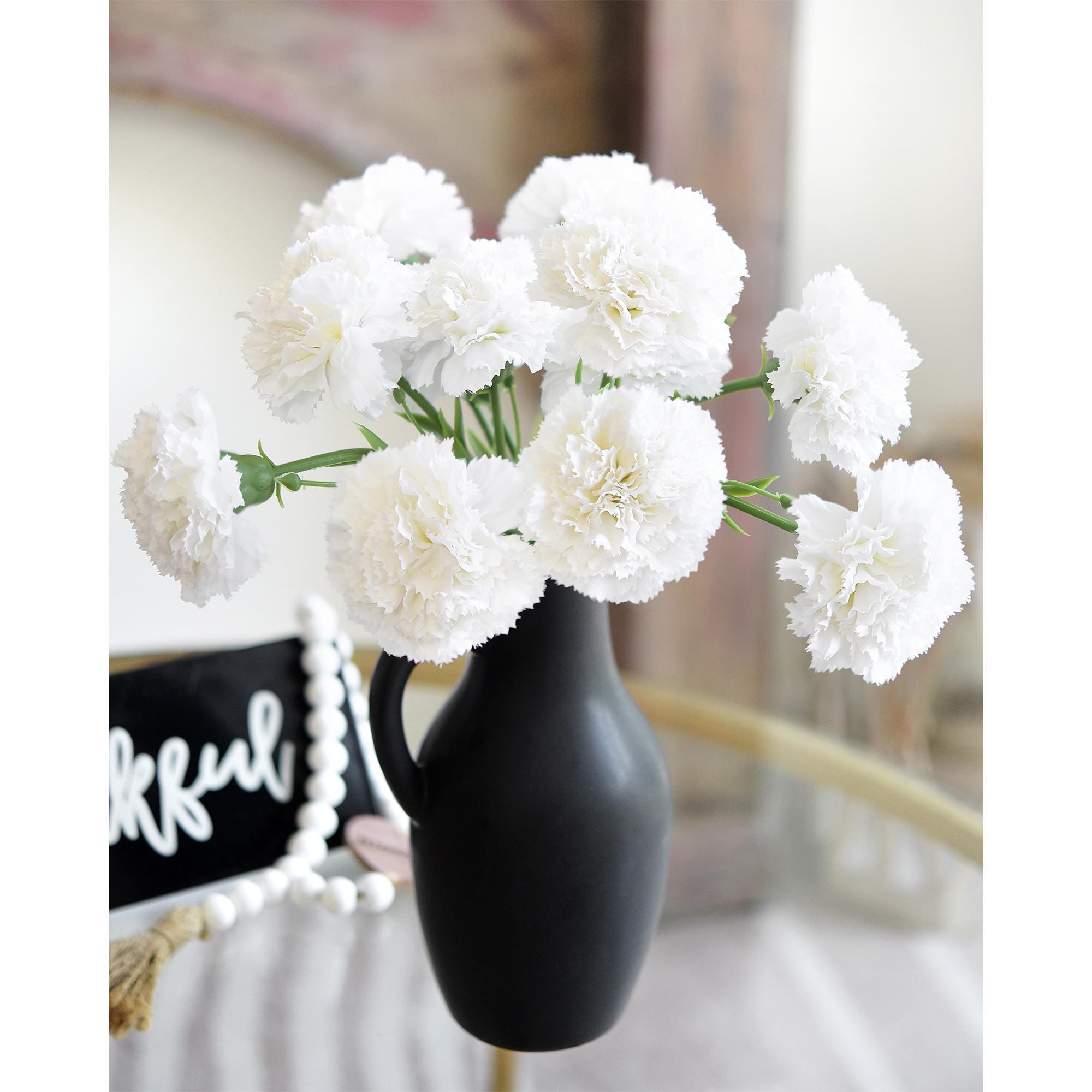 Ivory White Faux Carnation Flower - Realistic Silk Wedding Decor (1 Ft ...