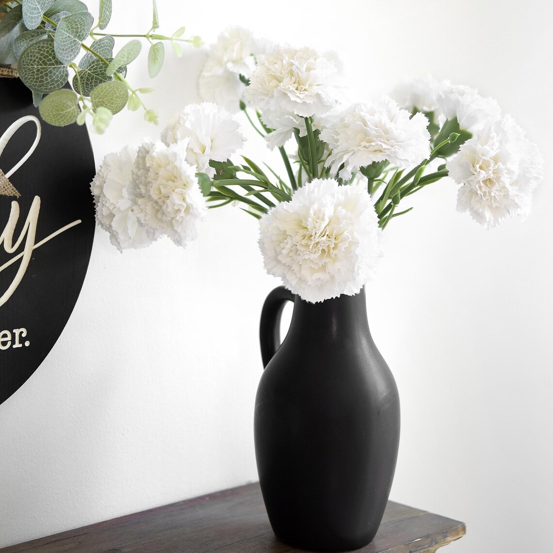 Ivory White Faux Carnation Flower - Realistic Silk Wedding Decor (1 Ft ...