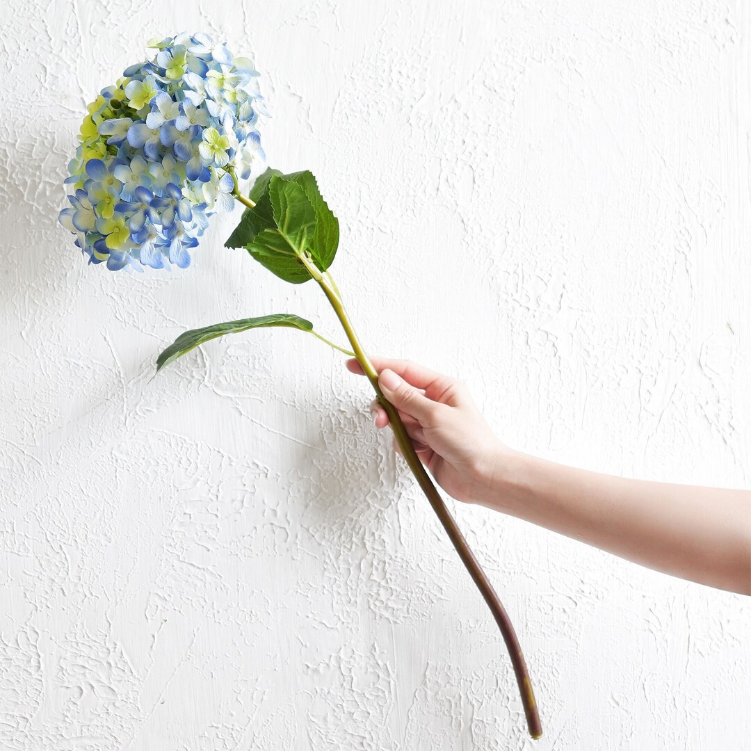 Fiveseasonstuff Very Natural Looking Blue Silk Hydrangea Stem With ...