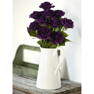 10 Stems Real Touch Plum Purple Roses Silk Artificial Flowers - Etsy