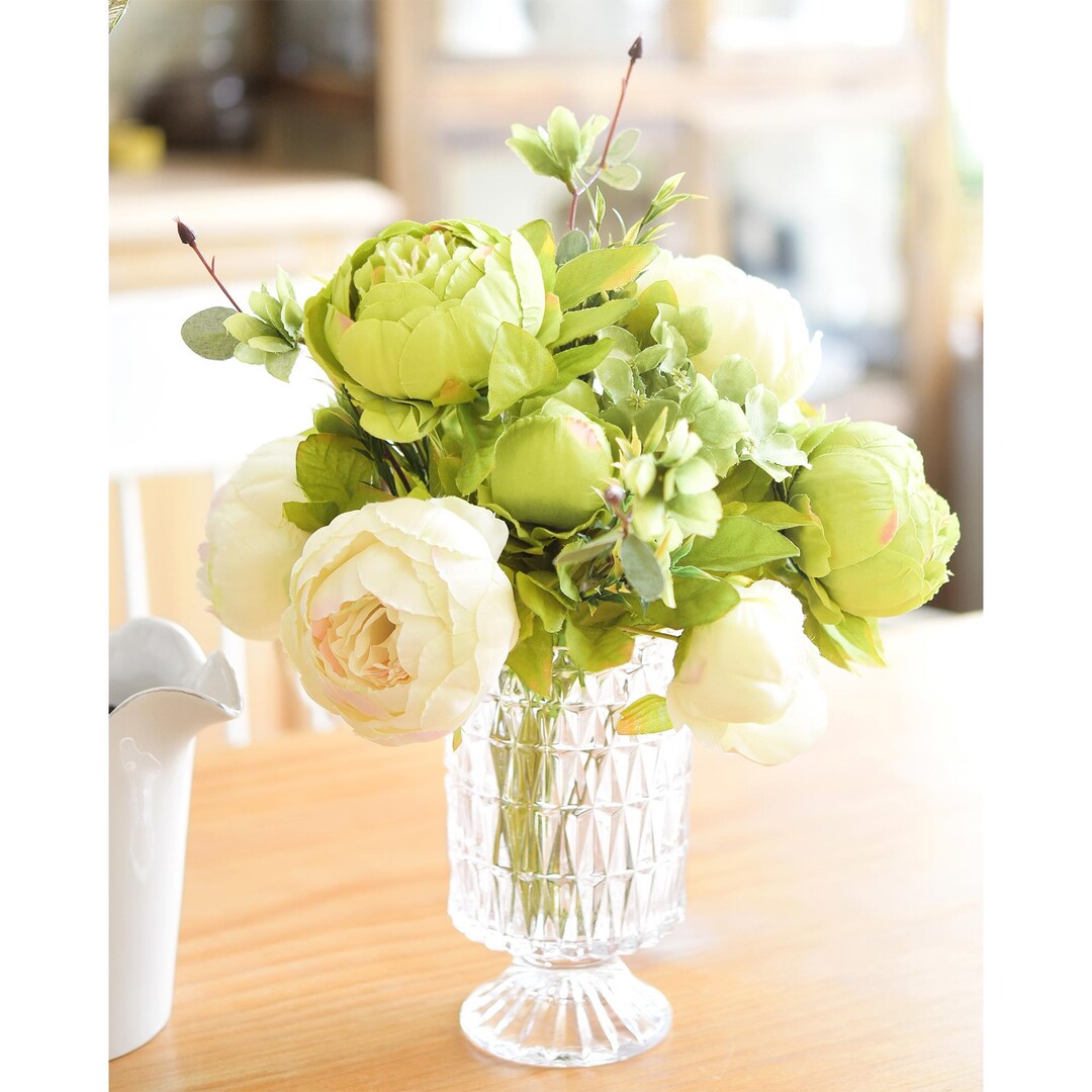 Vintage Peonies in Cream, Beige, and Moss Green – Silk Artificial ...