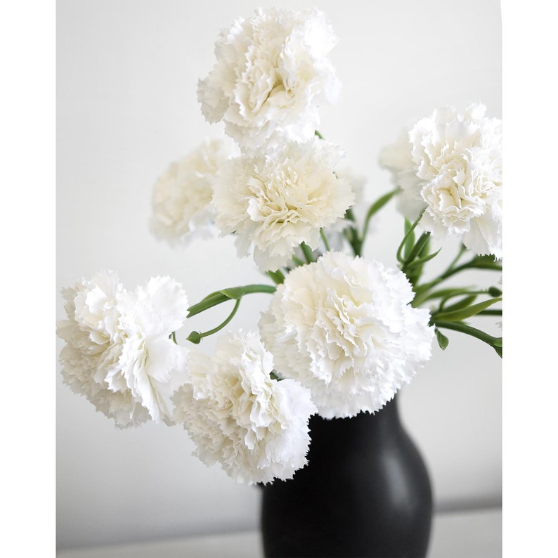 Ivory White Faux Carnation Flower - Realistic Silk Wedding Decor (1 Ft ...