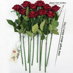 Dark Red Real Touch Roses Silk Artificial Flowers petals Feel and Look ...