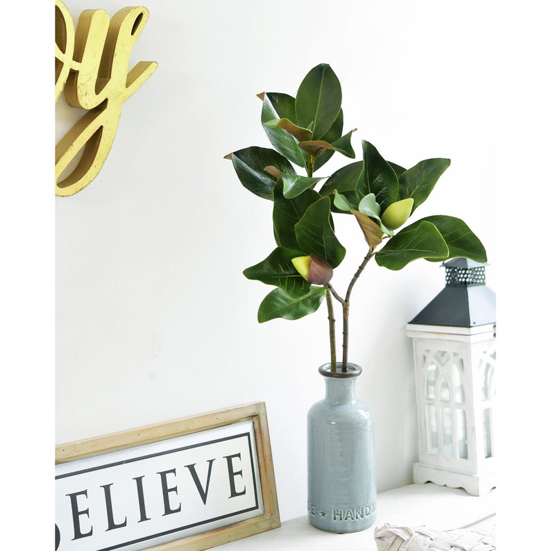 Magnolia Leaf Spray With Buds Artificial Greenery 25 Inches - Etsy