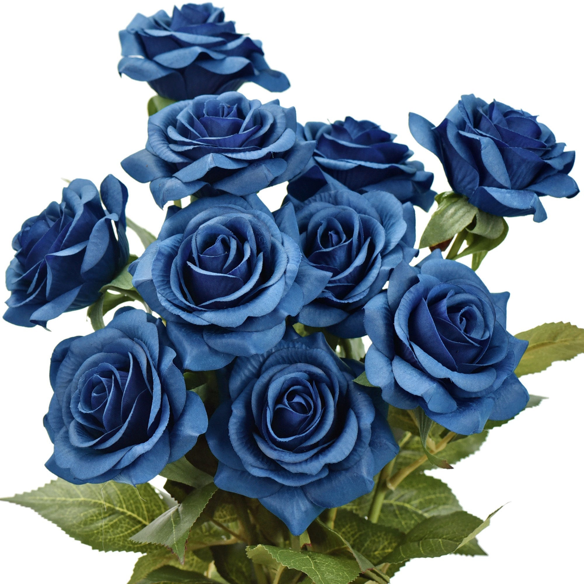 10 Stems Real Touch Royal Blue Roses Silk Artificial Flowers - Etsy