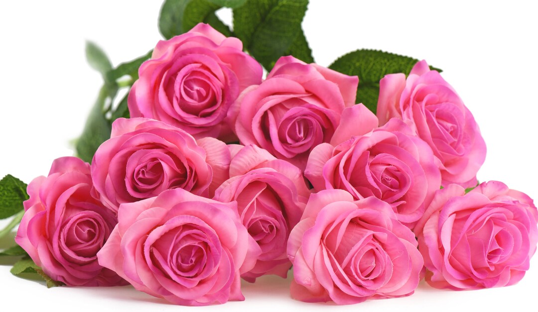 Graceful Pink Real Touch Roses Silk Artificial Flowers ‘petals Feel and ...