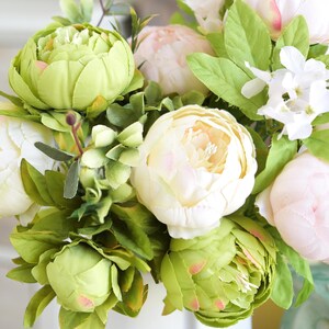 Vintage Peonies in Cream, Beige, and Moss Green – Silk Artificial ...