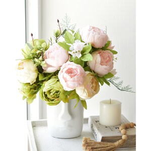 Vintage Peonies in Cream, Beige, and Moss Green – Silk Artificial ...