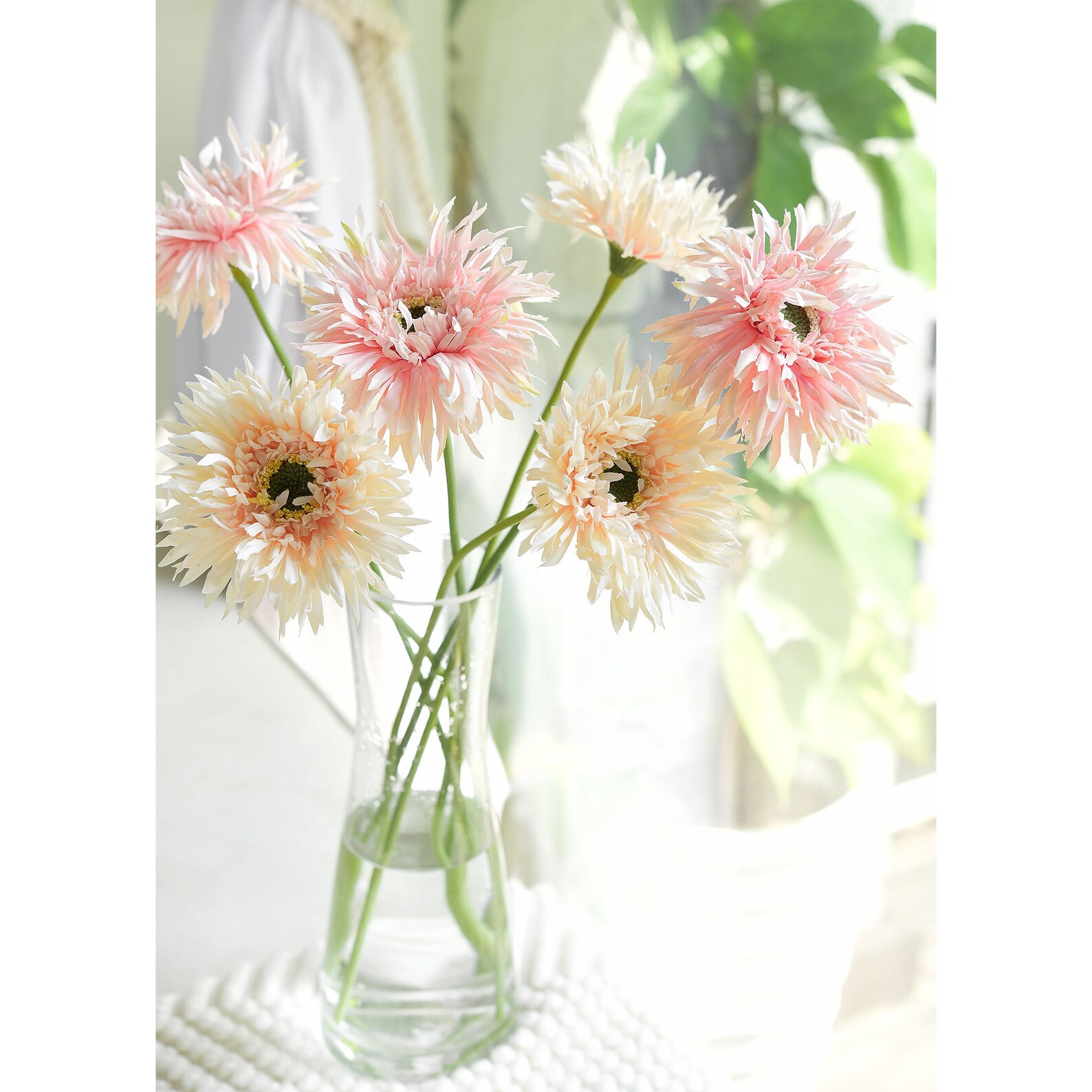 Pink Spider Gerbera Daisies, Realistic Silk Flowers, Home Decor (6 ...