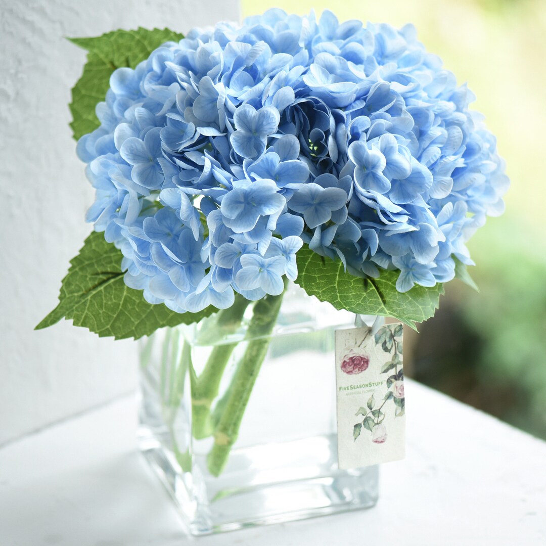 Real Touch Blue Hydrangea Stems | Floral Arrangement, 2 Stems - Etsy