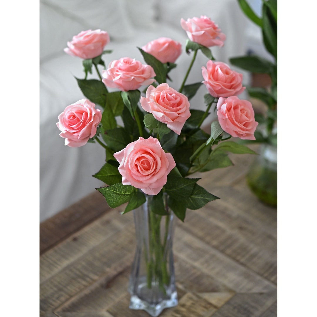 Pinkish Real Touch Roses Silk Artificial Flowers ‘petals Feel and Look ...