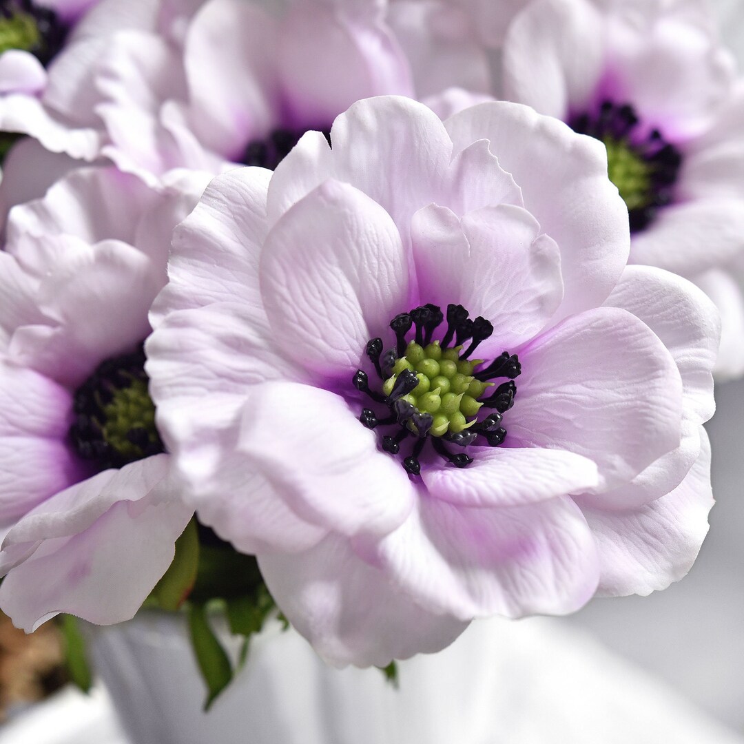 Real Touch Violet Purple Anemone, Silk Flower Arrangement, 9 Stems - Etsy
