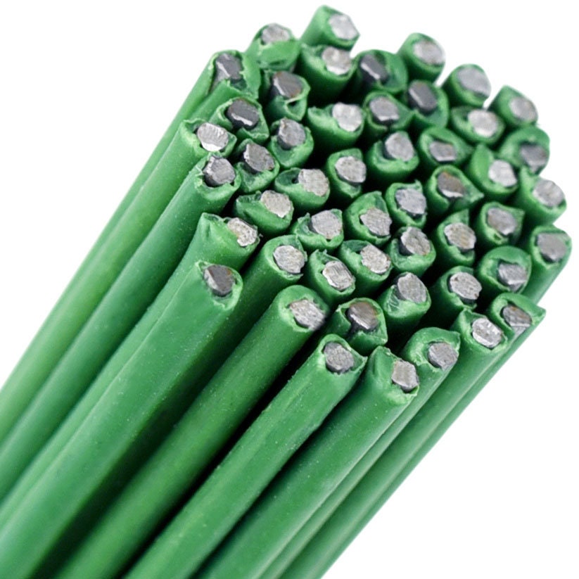 100pcs Green Plastic Wrapped Metal Wire Short and Long Flower - Etsy