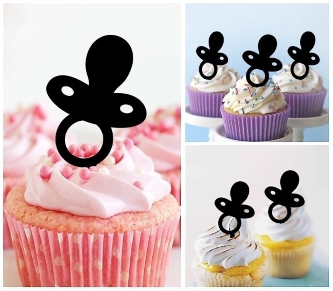 Baby Shower Baby Pacifiers Party Wedding Birthday Acrylic Cupcake ...