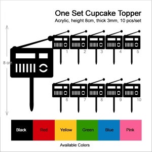 Vintage Retro Radio Party Wedding Birthday Acrylic Cupcake Toppers ...
