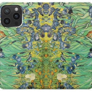 Irises Van Gogh Hard & Leather Flip Case iPhone 16 Pro Max Plus Samsung ...