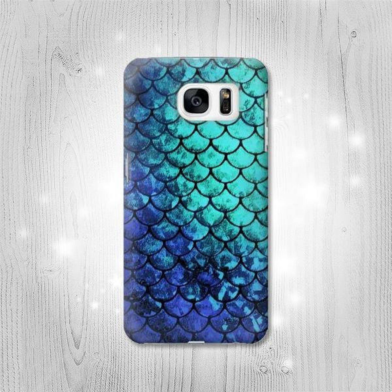 Blue Sea Mermaid Fish Scale Hard & Leather Flip Case Huawei LG - Etsy