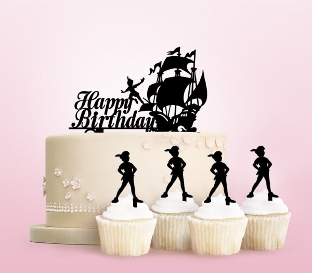 Happy Birthday Peter Pan Ship Party Wedding Birthday Acrylic Cake ...