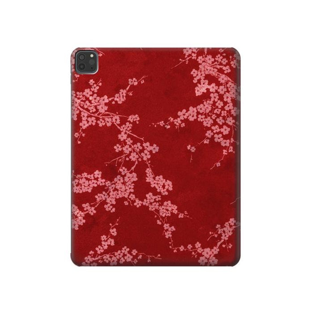 Red Floral Cherry Blossom Pattern Hard Back Case for iPad 6 5 9.7 iPad ...