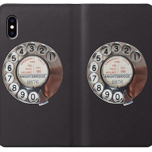 Vintage Rotary Phone Dial on Hard & Leather Flip Case Huawei Motorola ...