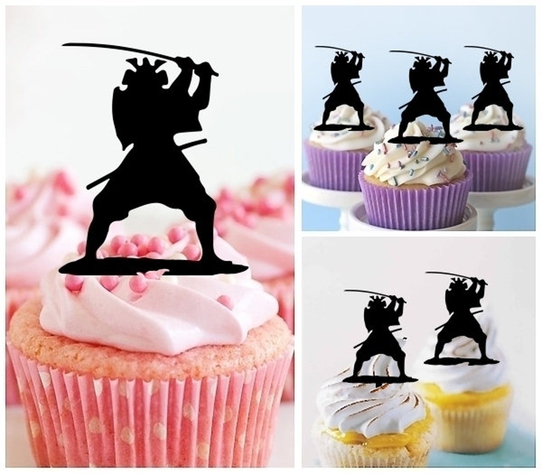 Japan Samurai Party Wedding Birthday Acrylic Cupcake Toppers Decor 10 ...