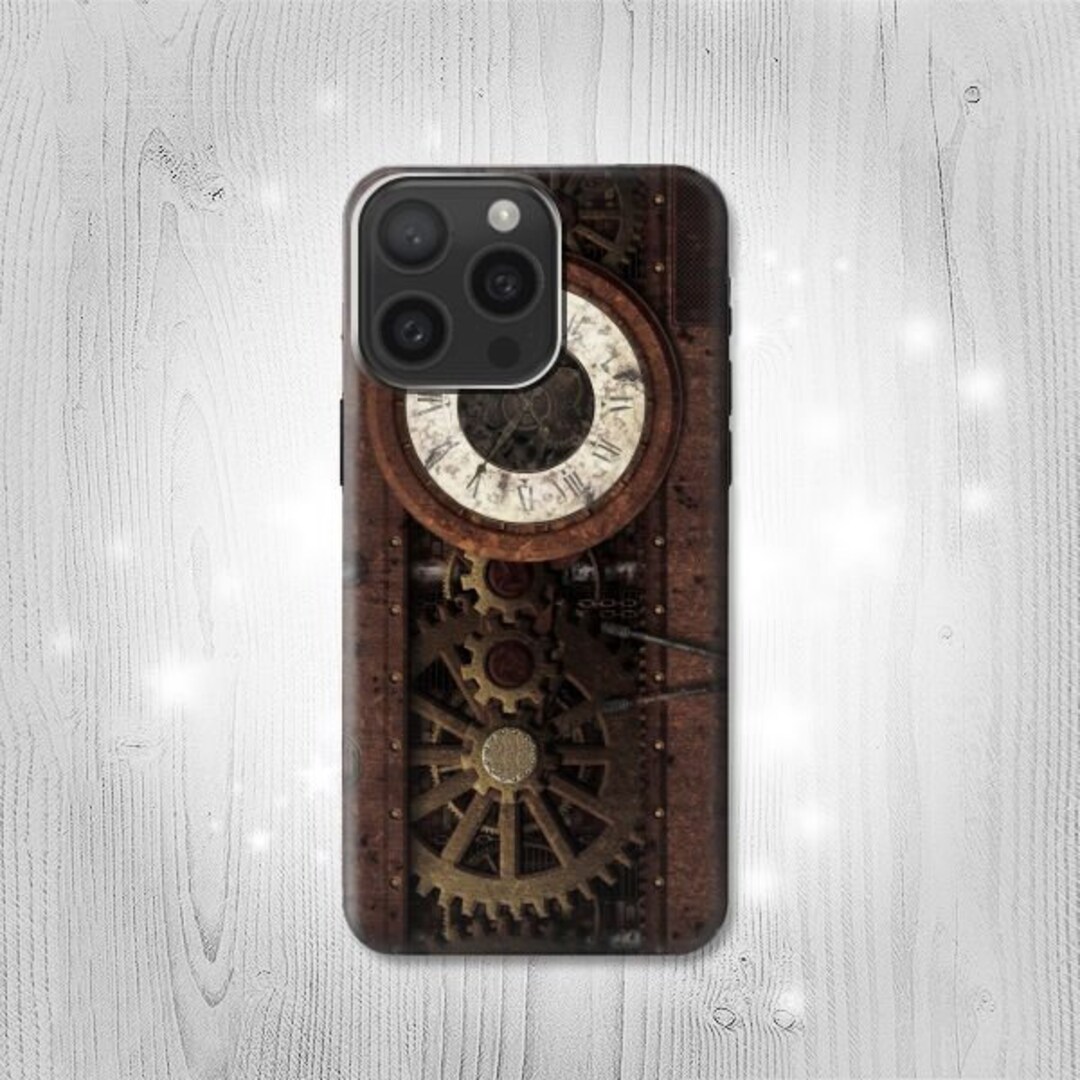 Steampunk Clock Gears Hard & Leather Flip Case iPhone 16 Pro Max Plus ...