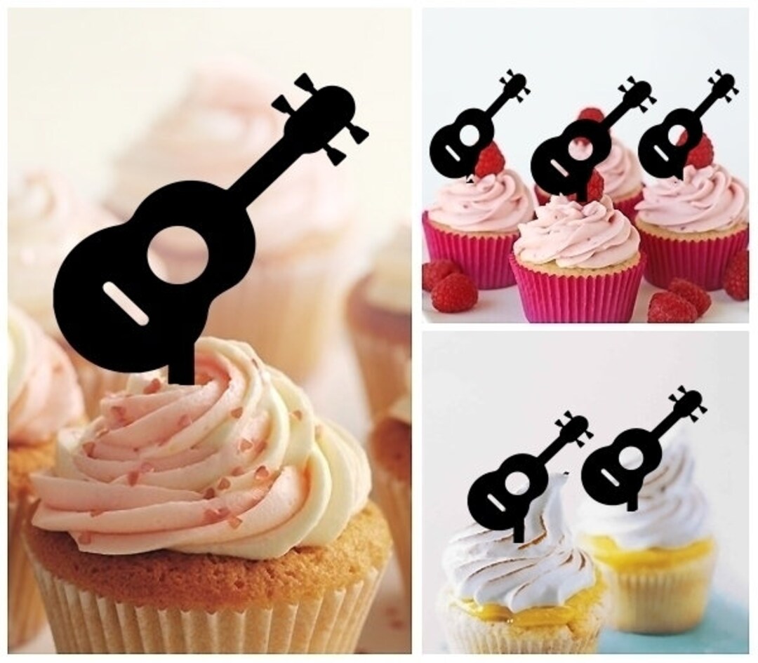 Ukulele Classic Music Guitar Party Wedding Birthday Acrylic Cupcake ...