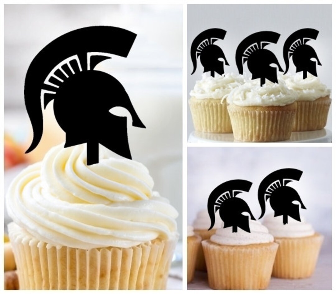 Roman Spartan Sparta Helmet Party Wedding Birthday Acrylic Cupcake ...
