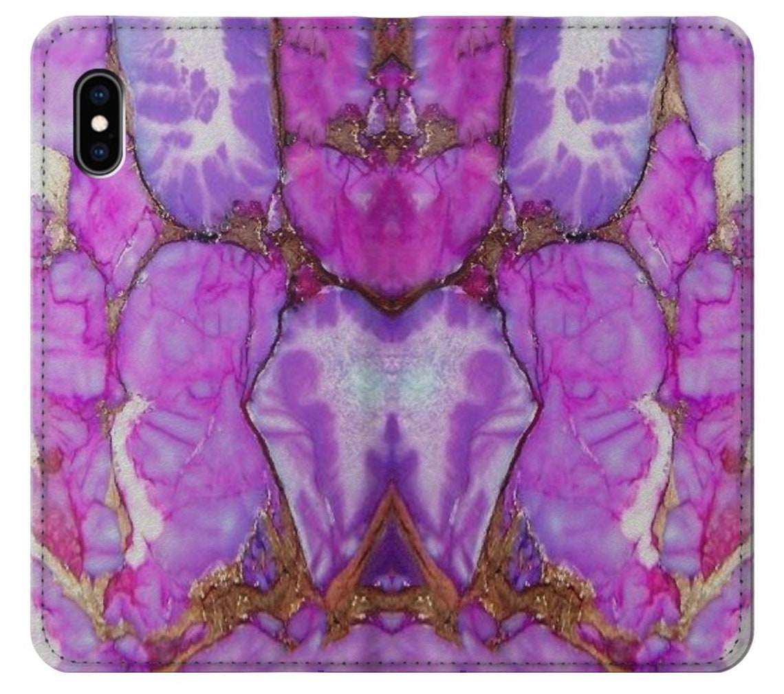 Purple Turquoise Stone Hard & Leather Flip Case Iphone 14 Pro - Etsy