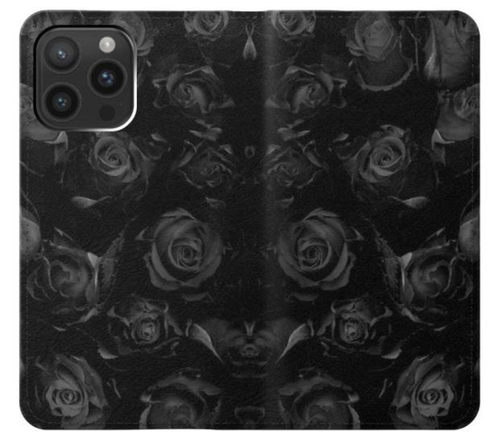 Black Roses Hard & Leather Flip Case iPhone 17 Pro Max Air Samsung ...