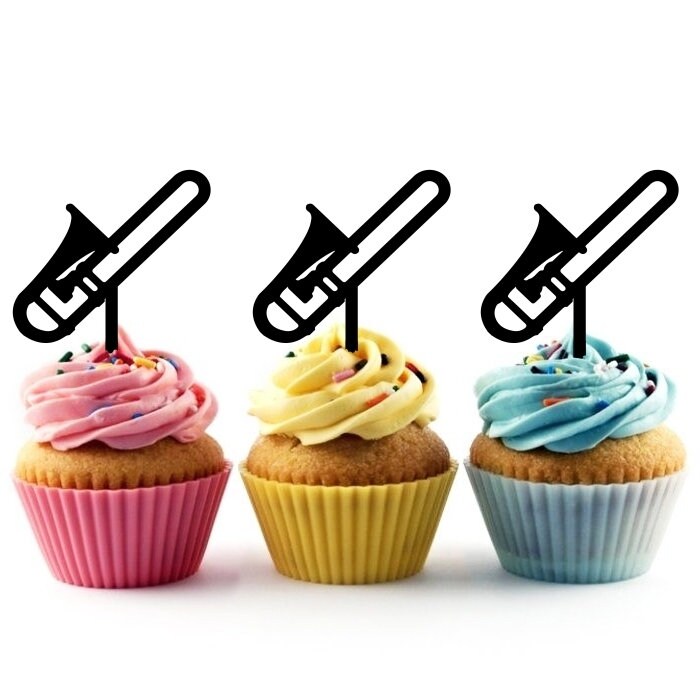 Trombone Music Instrument Party Wedding Birthday Acrylic Cupcake ...
