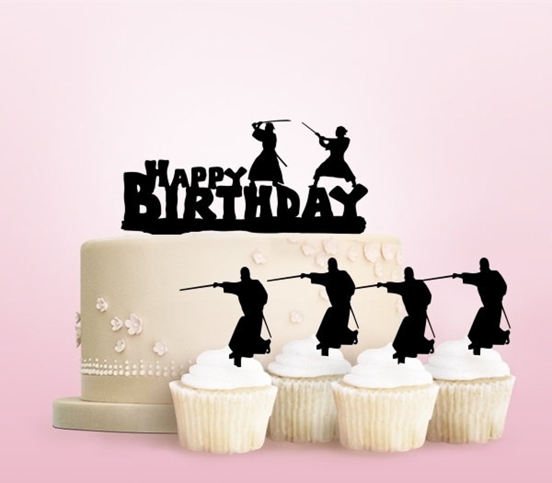 Happy Birthday Samurai Fighting Party Wedding Birthday Acrylic Cake ...