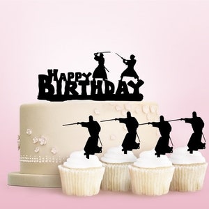 Happy Birthday Samurai Fighting Party Wedding Birthday Acrylic Cake ...