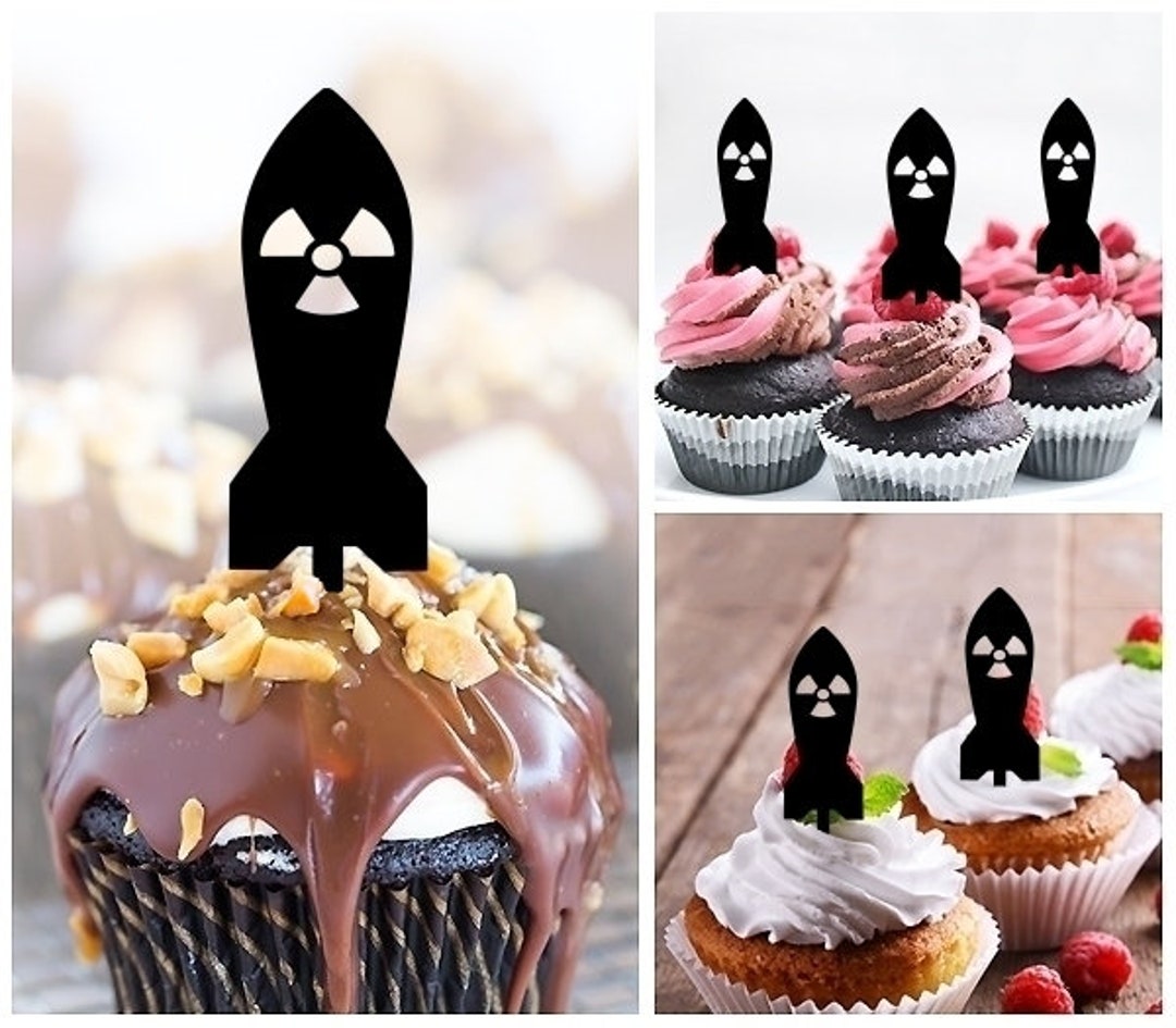 Nuclear Atomic Bomb Party Wedding Birthday Acrylic Cupcake Toppers ...