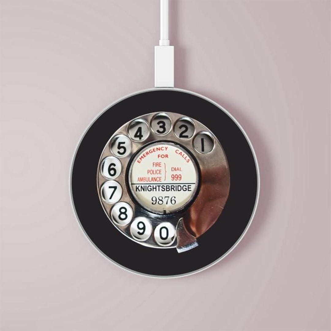 Vintage Rotary Phone Dial on Wireless Charger Pad 15W Type-c iPhone ...
