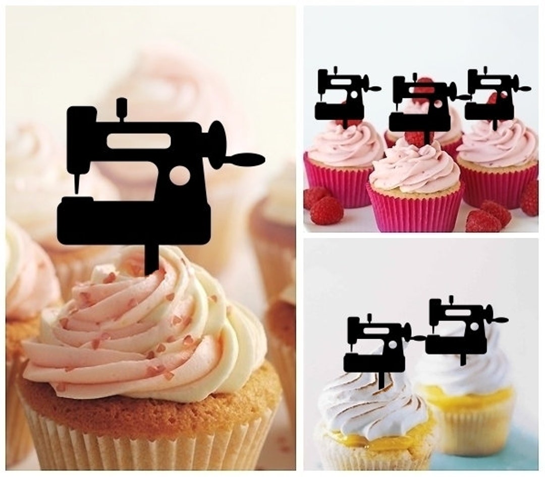 Sewing Machine Party Wedding Birthday Acrylic Cupcake Toppers Decor 10 ...
