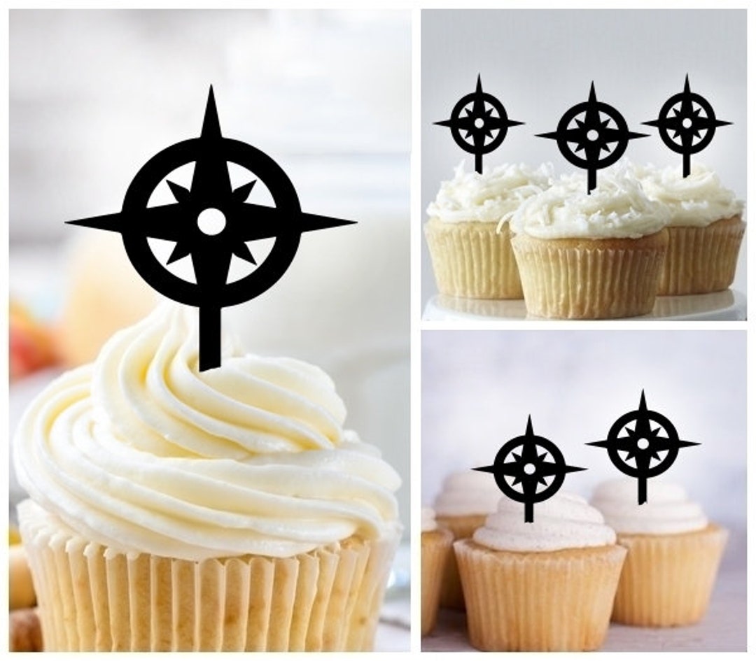 Compass Party Wedding Birthday Acrylic Cupcake Toppers Decor 10 Pcs - Etsy
