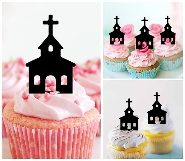 Christian Church Party Wedding Birthday Acrylic Cupcake Toppers Decor ...