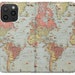 Vintage World Map Hard & Leather Flip Case iPhone 15 Pro Max Plus ...