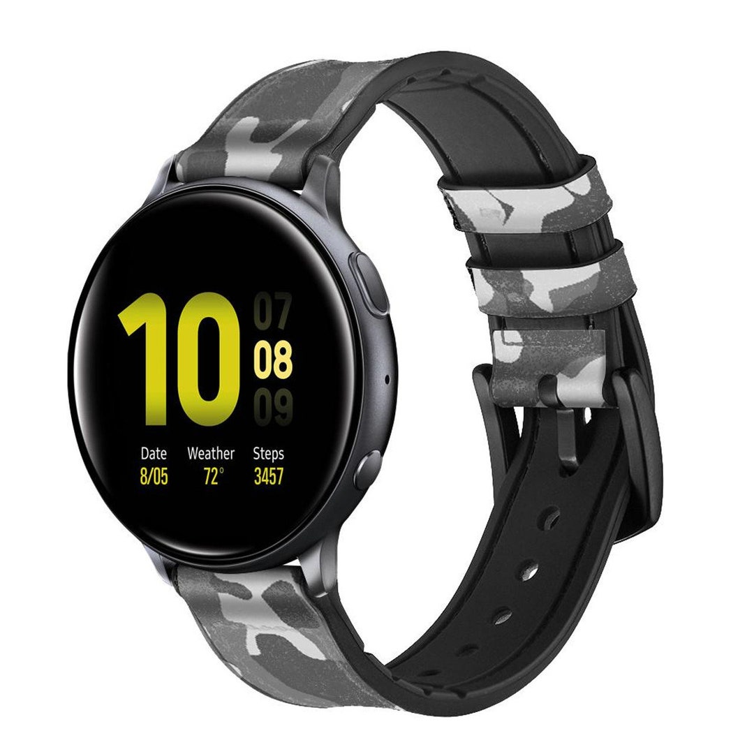 Gray Camo Camouflage Graphic Printed Leather & Silicone Smart Watch ...