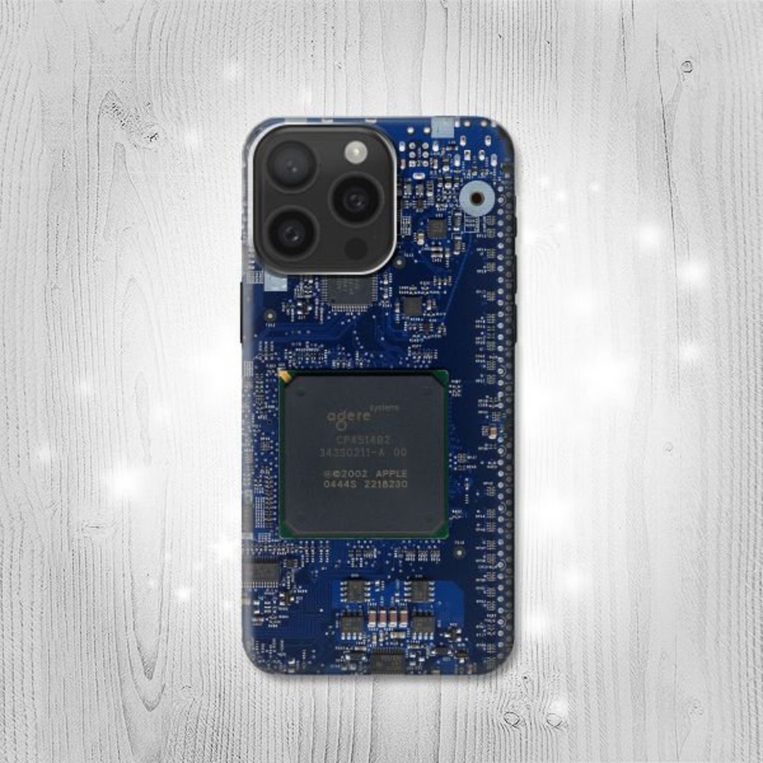 Circuit Board Hard & Leather Flip Case iPhone 16 Pro Max Plus Samsung ...