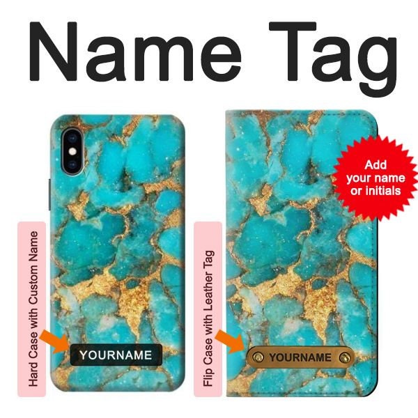 Aqua Turquoise Stone Graphic Hard & Leather Flip Case Huawei | Etsy